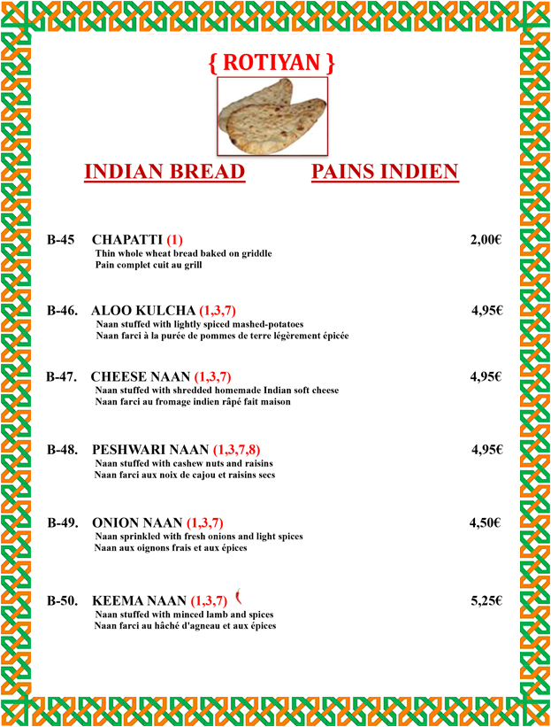 Menu New Delhi