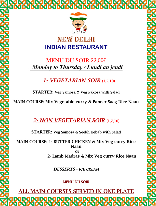 Menu New Delhi